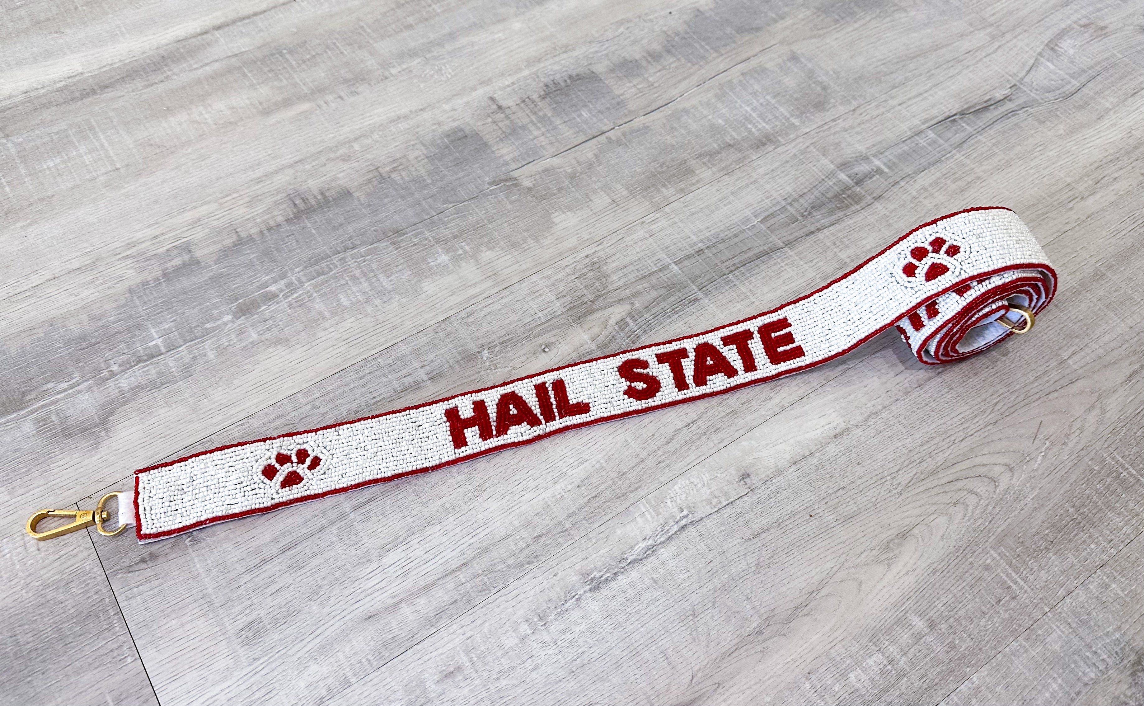 Beaded Gameday Strap HAIL STATE-WHITE– Splurge Montgomery